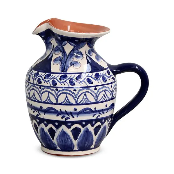 COSTA NOVA Alentejo Terracotta Hand-painted Pitcher - Blue/white