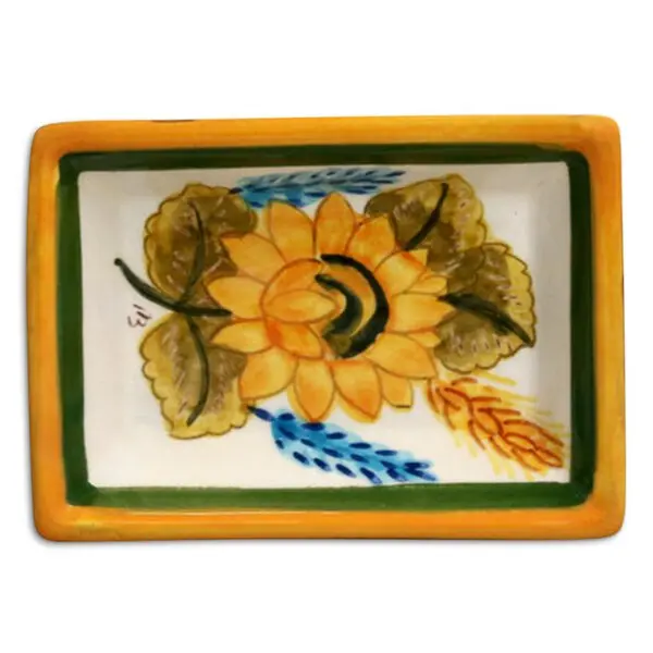 COSTA NOVA Alentejo Terracotta Hand-painted Dipping Plate - Sunflower