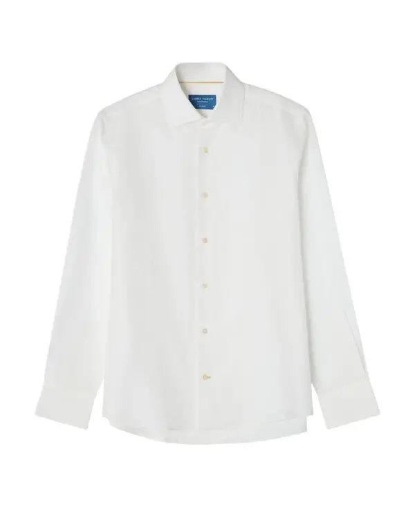 Robert Talbott Reynolds Paisley Jacquard Cotton Linen Blend Shirt In Contemporary Fit - White