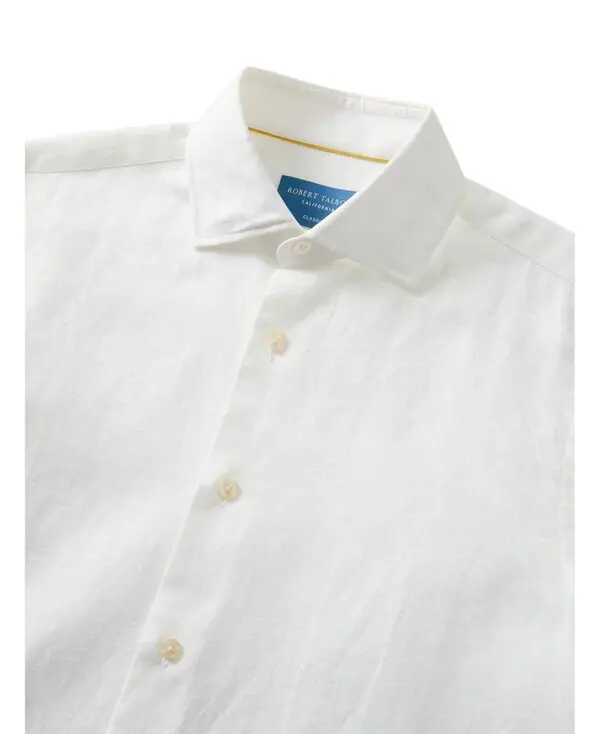 Robert Talbott Reynolds Paisley Jacquard Cotton Linen Blend Shirt In Contemporary Fit - White
