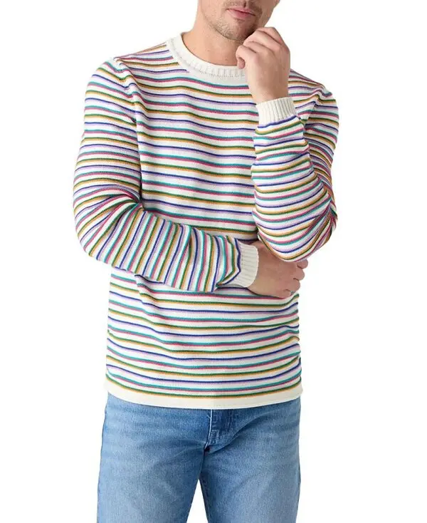 Robert Talbott Hilton Multi Stripe Rollneck Sweater - White Multi