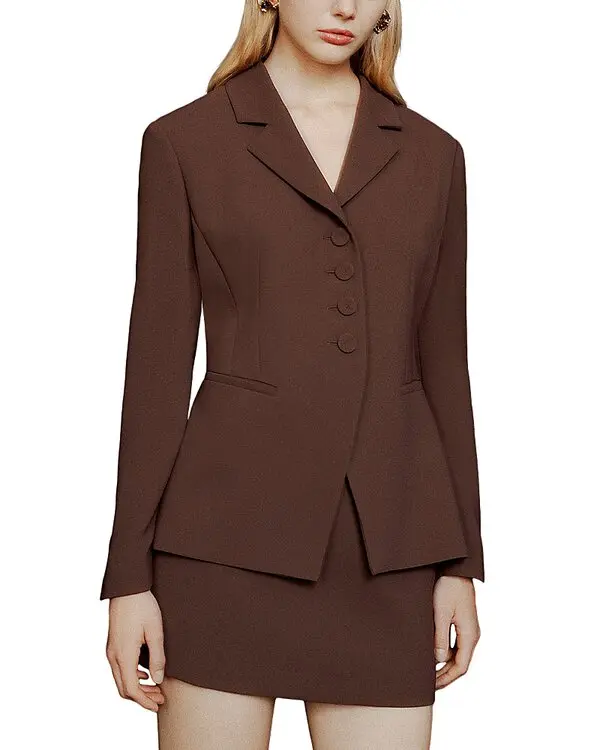 Marella Notched Collar Contoured Blazer - Brown