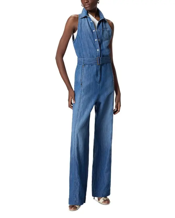 Pinko Sleeveless Denim Jumpsuit With Belt
