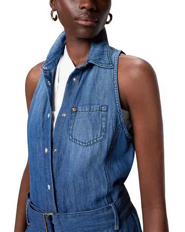 Pinko Sleeveless Denim Jumpsuit With Belt
