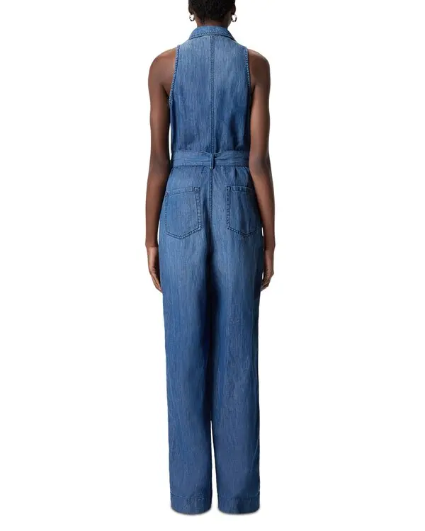 Pinko Sleeveless Denim Jumpsuit With Belt