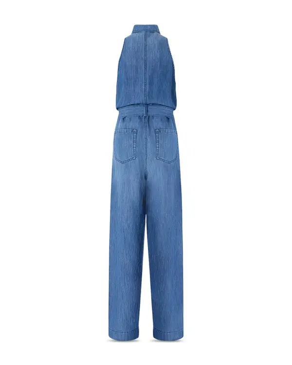 Pinko Sleeveless Denim Jumpsuit With Belt