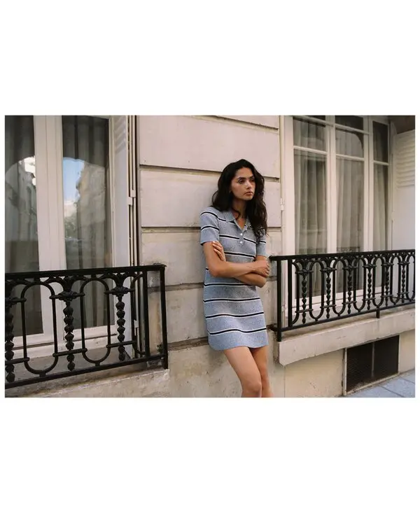 French Connection Mason Knit Varsity Stripe Polo Dress