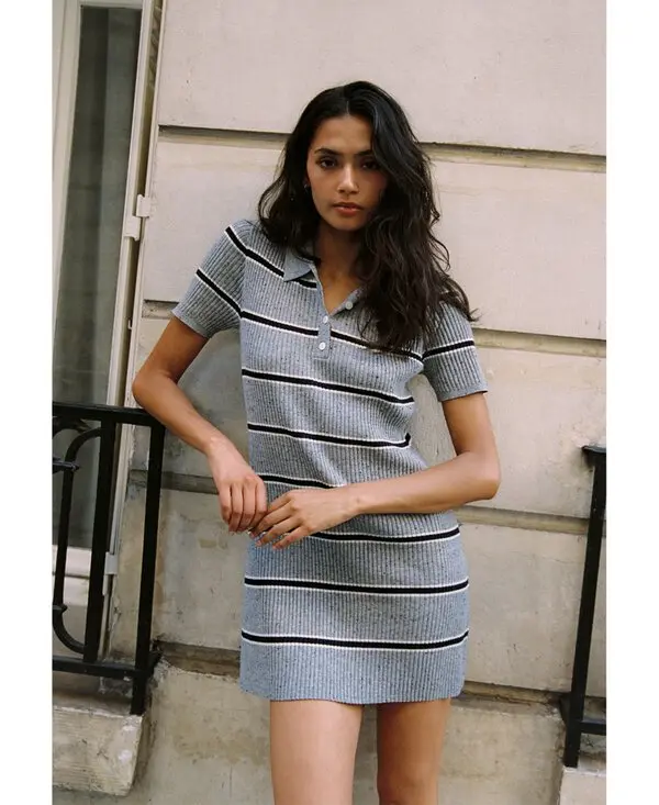 French Connection Mason Knit Varsity Stripe Polo Dress
