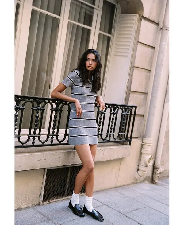 French Connection Mason Knit Varsity Stripe Polo Dress