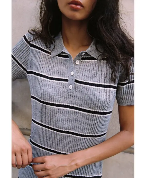 French Connection Mason Knit Varsity Stripe Polo Dress
