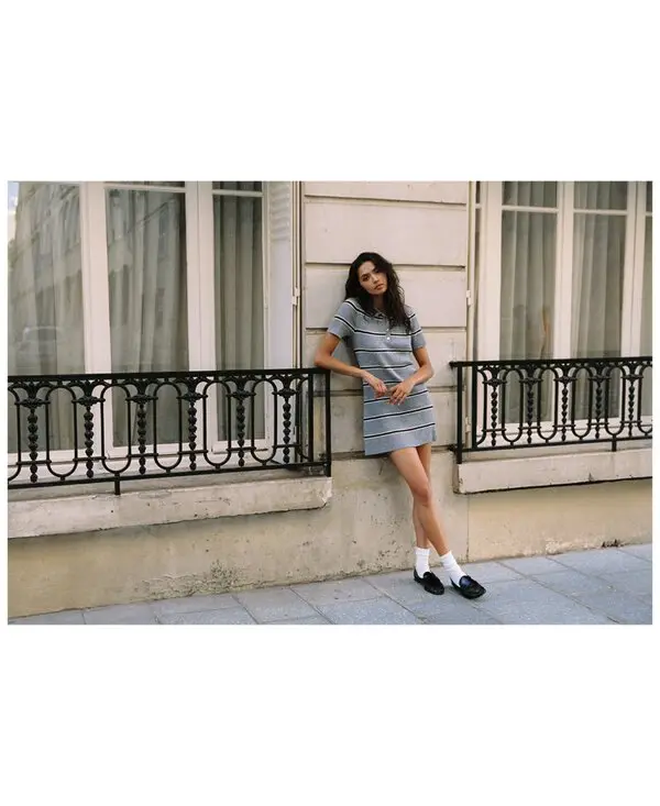 French Connection Mason Knit Varsity Stripe Polo Dress