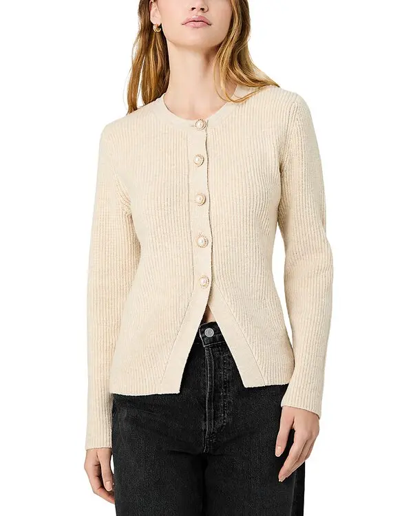 French Connection Marley Knit Button Front Cardigan Sweater - Oatmeal