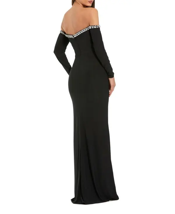 Mac Duggal Off-the-shoulder Embellished Mermaid Gown
