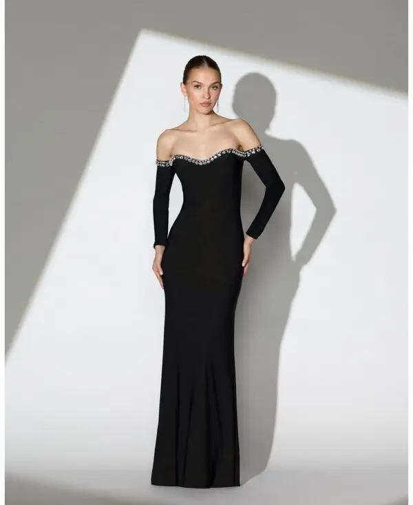 Mac Duggal Off-the-shoulder Embellished Mermaid Gown