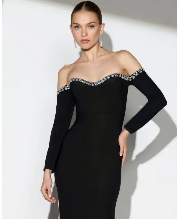 Mac Duggal Off-the-shoulder Embellished Mermaid Gown