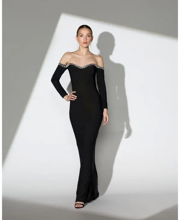 Mac Duggal Off-the-shoulder Embellished Mermaid Gown