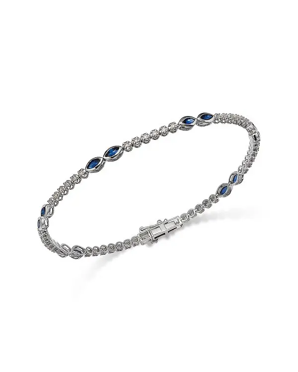 Bloomingdale'S Sapphire & Diamond Tennis Bracelet In 14k Gold - White