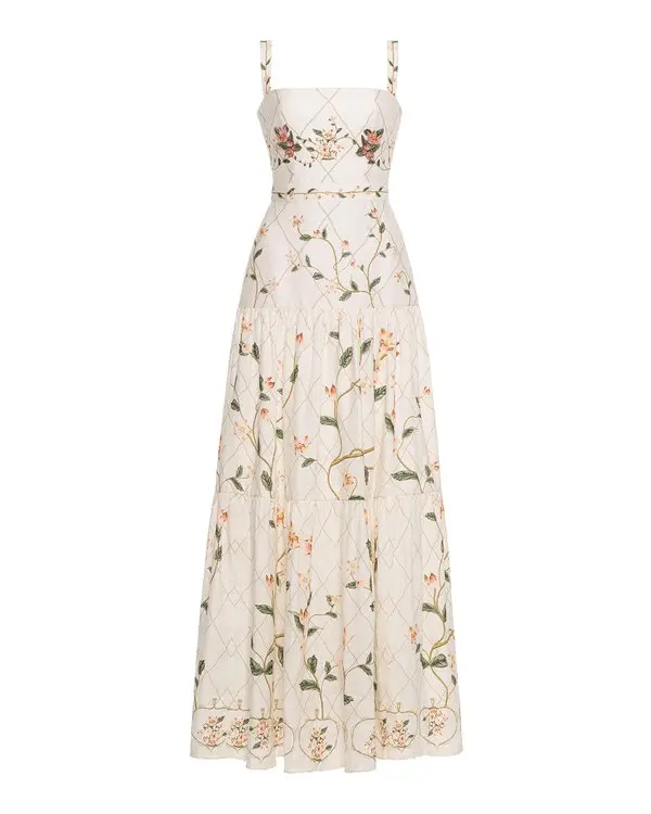 Agua Bendita Lima Navegante Linen Maxi Dress