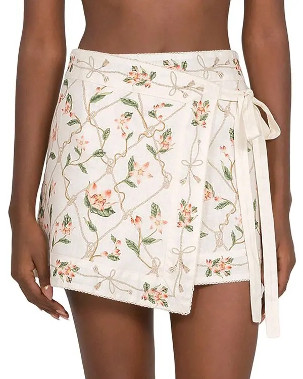 Agua Bendita Luna Navegante Linen Swim Cover-up Skirt - Multicolor