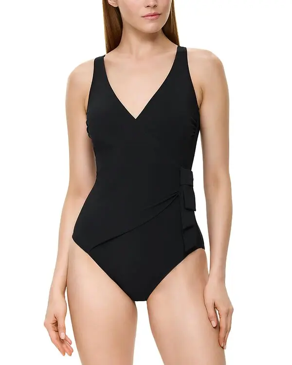GOTTEX Modern Muse Crossover One Piece Swimsuit - Black