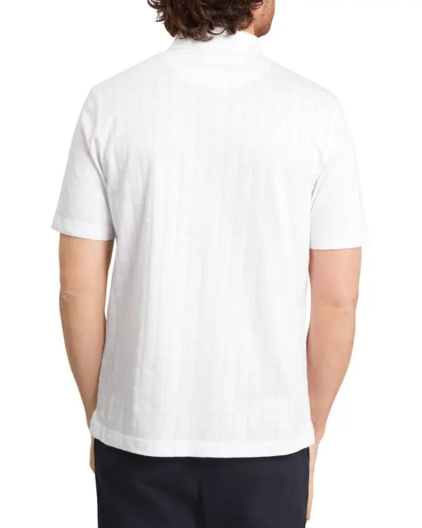 Ted Baker London Victor Square Jacquard Zip Polo Shirt - White