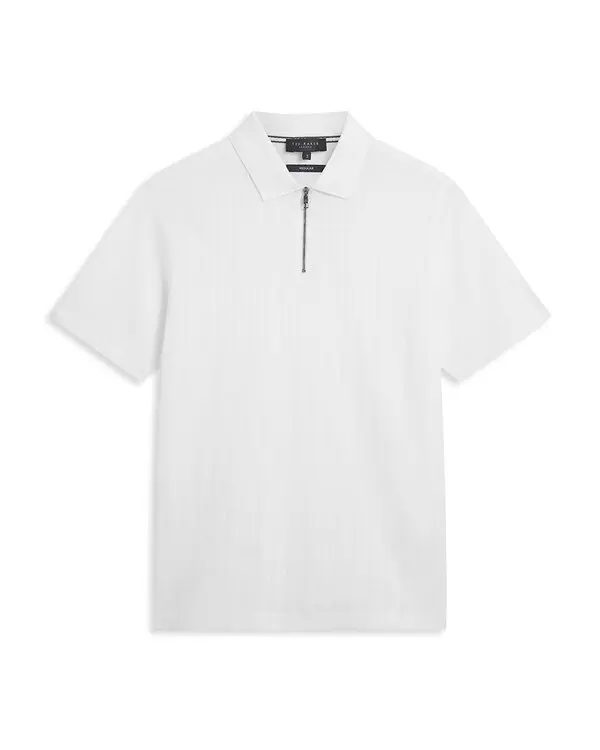 Ted Baker London Victor Square Jacquard Zip Polo Shirt - White