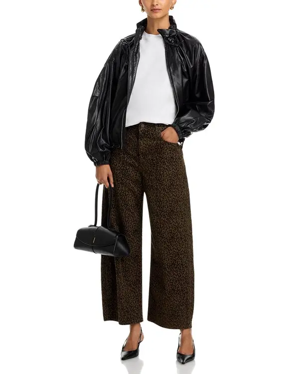 FRAME The Bow High Rise Crop Flocked Jeans