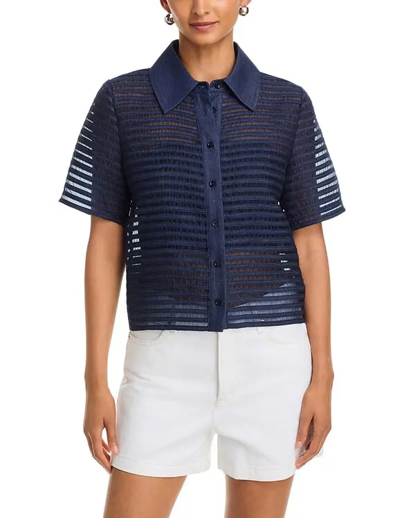 FRAME The Denim Lattice Cotton Shirt - Skylight