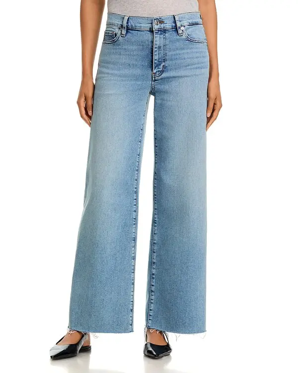 FRAME Le Slim High Rise Palazzo Jeans - Dovetail Raw Fray