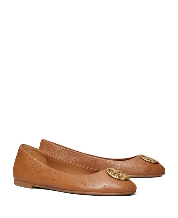 Tory Burch Chelsea Leather Cap Toe Ballet Flats - Royal Tan