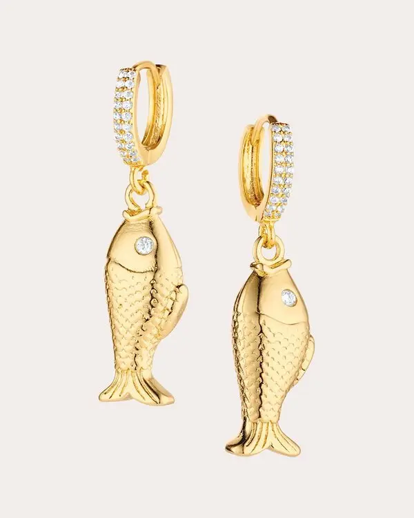 CLUB COASTAL The One Fish Two Fish Huggie Earrings - Gold