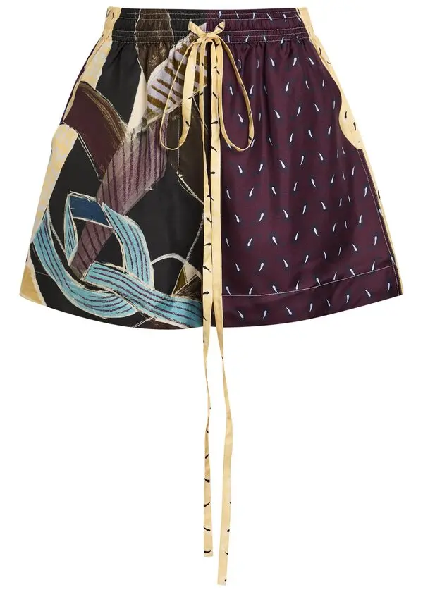 OTZIO Valentino Printed Silk Shorts - Multicoloured