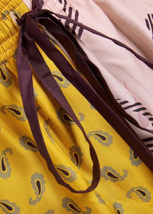 OTZIO Valentino Printed Silk Shorts - Yellow