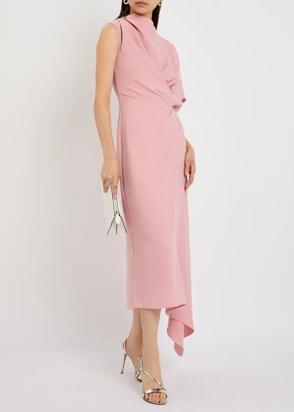 ROKSANDA Elva Asymmetrical Crepe Midi Dress - Pink