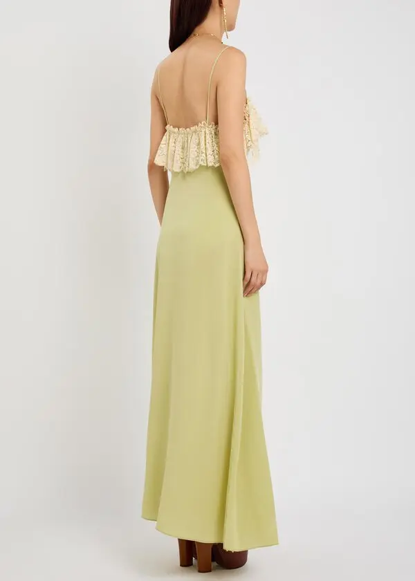 Chloé Lace-trimmed Silk Georgette Maxi Dress