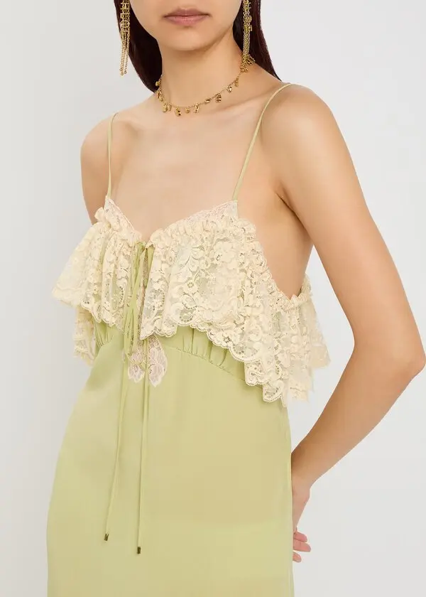 Chloé Lace-trimmed Silk Georgette Maxi Dress