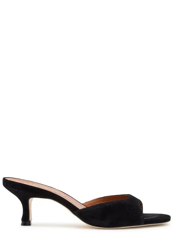 Staud Brigitte 60 Brushed Suede Mules - Black