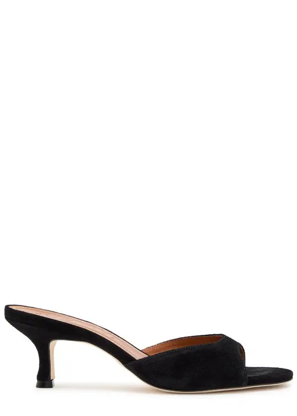 Staud Brigitte 60 Brushed Suede Mules - Black
