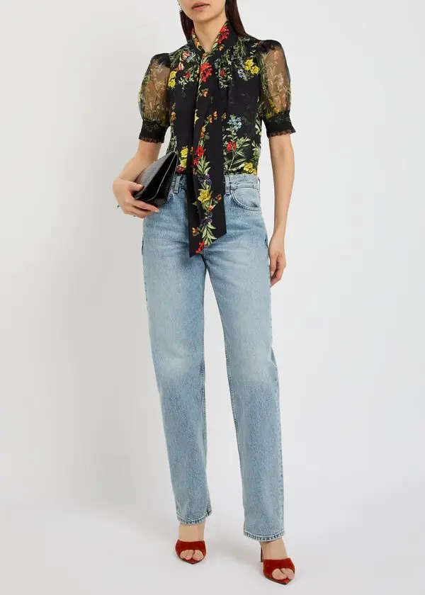 Alice + Olivia Brentley Floral Print Woven Blouse