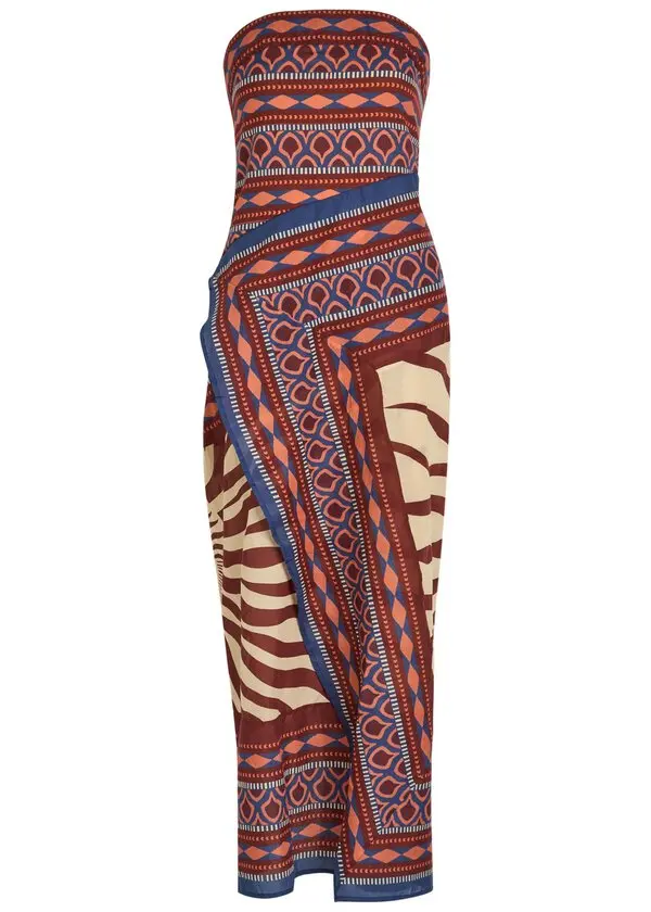Johanna Ortiz Paraiso Agreste Printed Cotton Maxi Dress - Beige