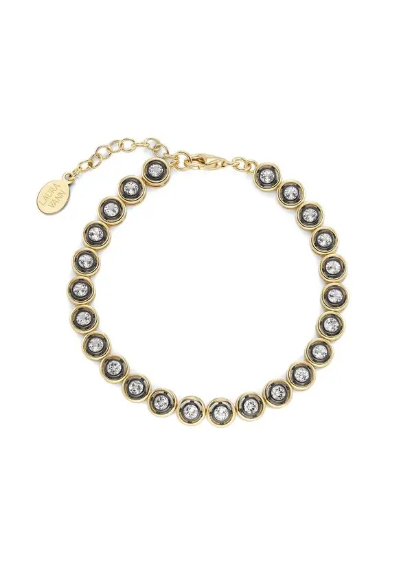 LAURA VANN Cecily Crystal-embellished 18kt Gold-plated Bracelet - Black