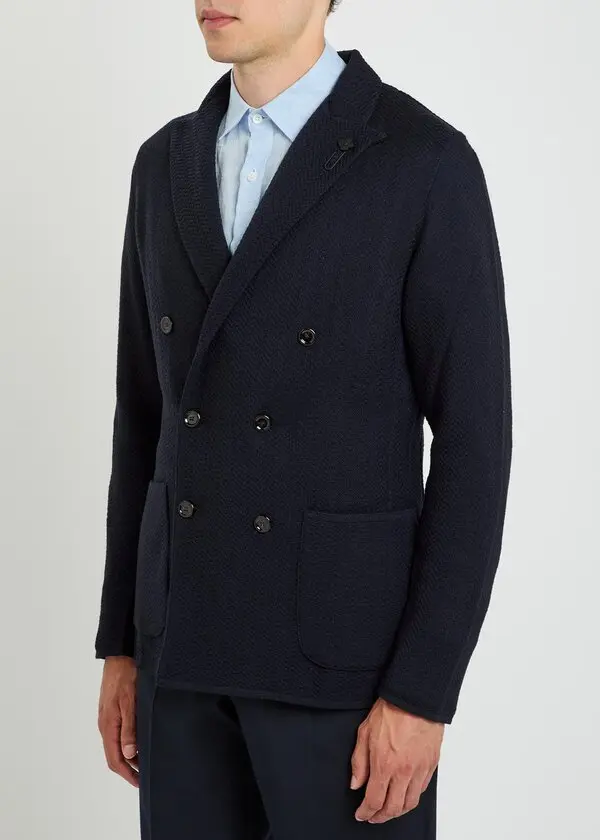 LARDINI Double-breasted Wool Blazer