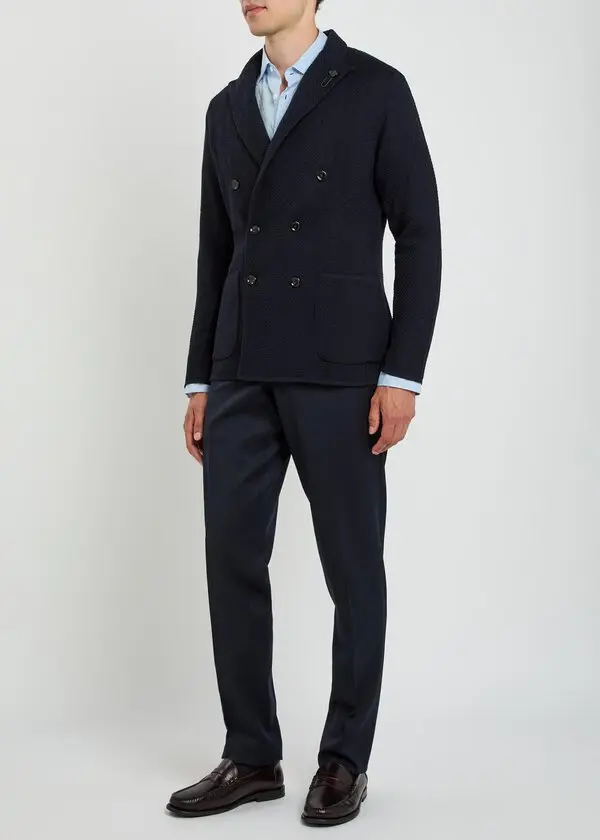 LARDINI Double-breasted Wool Blazer