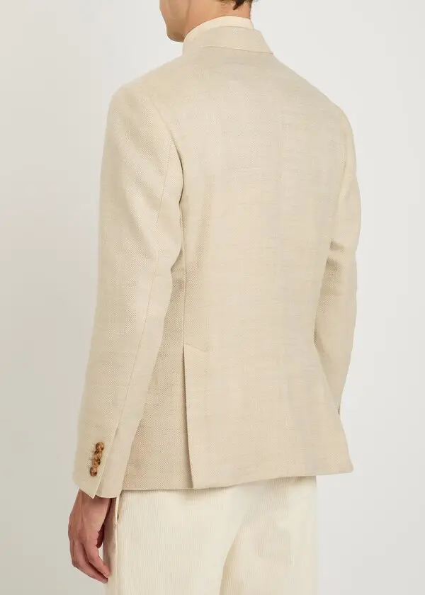 LARDINI Double-breasted Wool And Silk-blend Blazer