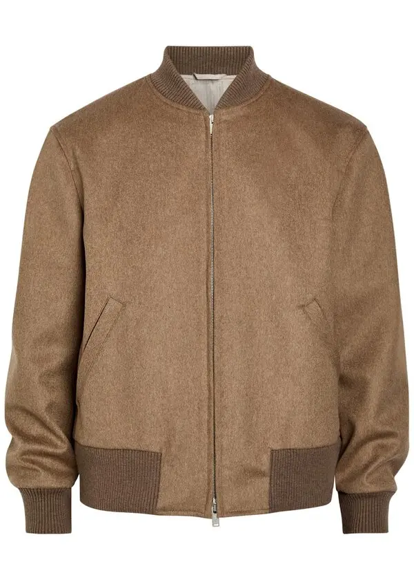 LARDINI Wool Bomber Jacket - Brown