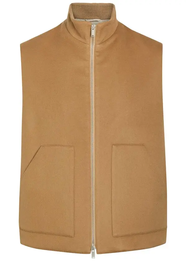 LARDINI Wool And Silk-blend Gilet - Beige