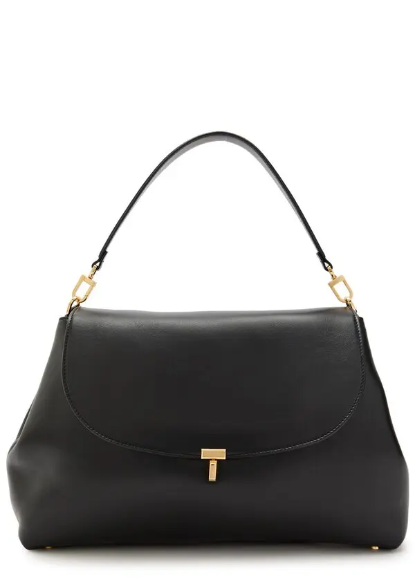 TOTEME T-lock Leather Satchel - Black
