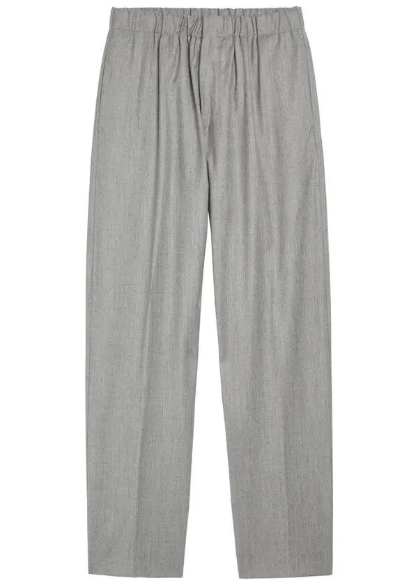 LARDINI Wool And Silk-blend Trousers - Grey