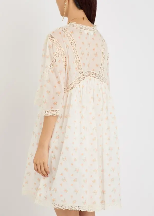 Chloé Floral-print Cotton-voile Mini Dress - White