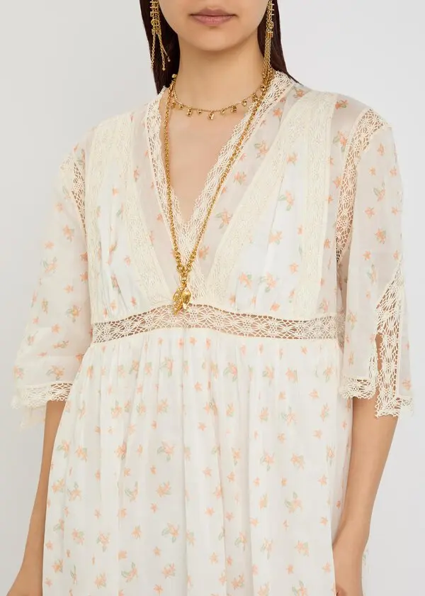 Chloé Floral-print Cotton-voile Mini Dress - White